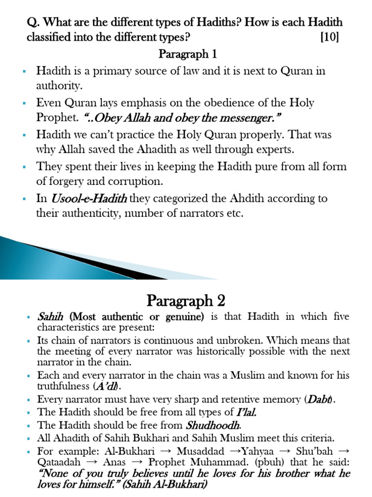 Types of Hadith | PDF | Hadith | God In Islam