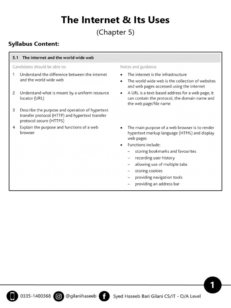 Chapter 5 - The Internet & Its Uses | PDF | World Wide Web | Internet & Web
