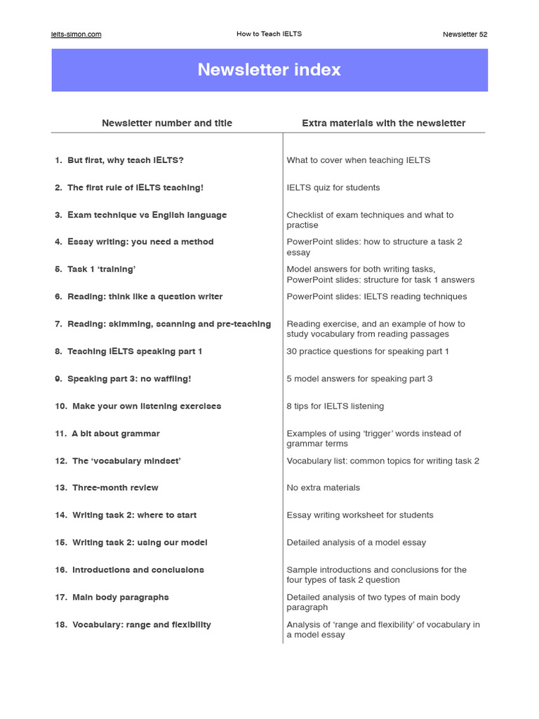 Newsletter Index | PDF | International English Language Testing System ...