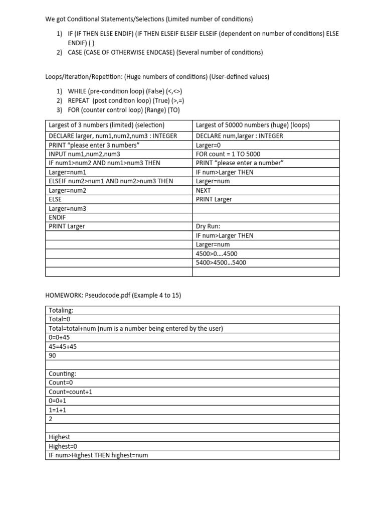 Selection & Loops Revision | PDF | Control Flow | Computer Programming Selection & Loops Revision | PDF | Control Flow | Computer Programming