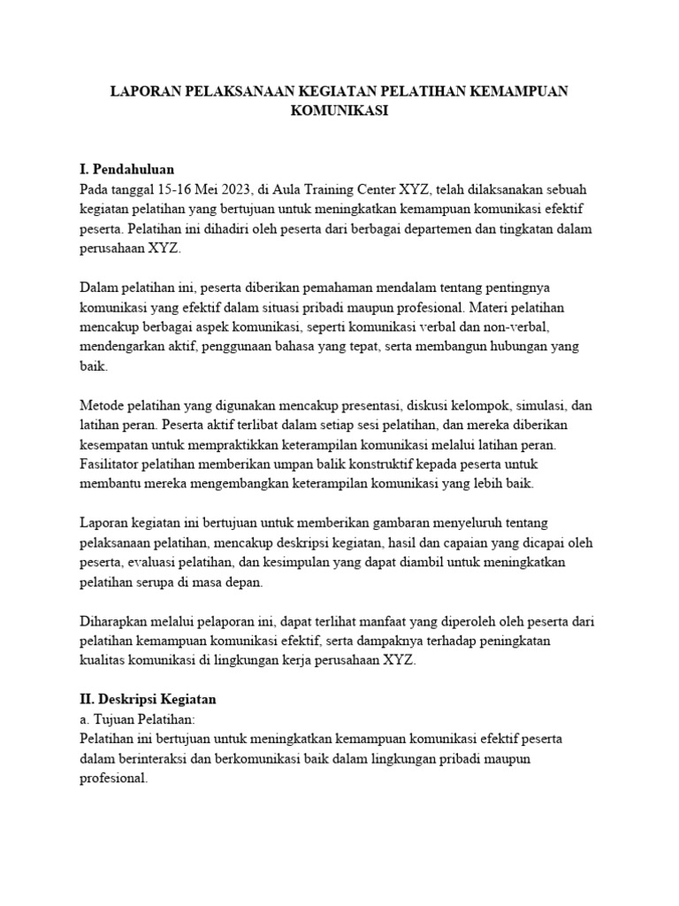 Template Laporan Kegiatan By Glints Pdf