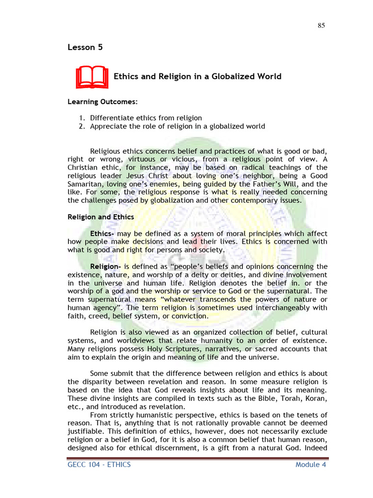 GECC 104 MODULE 4 - Revised 2nd Sem SY21 22 36 39 | PDF | God | Morality