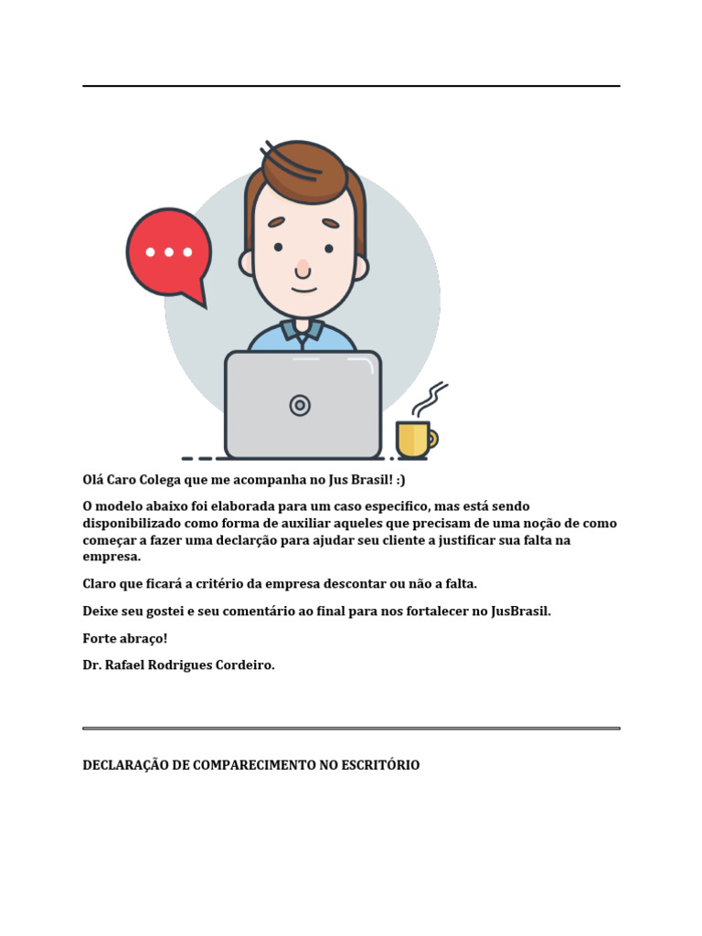 Modelo Declaracao de Comparecimento No Escritorio para Cliente ... Modelo Declaracao de Comparecimento No Escritorio para Cliente ...