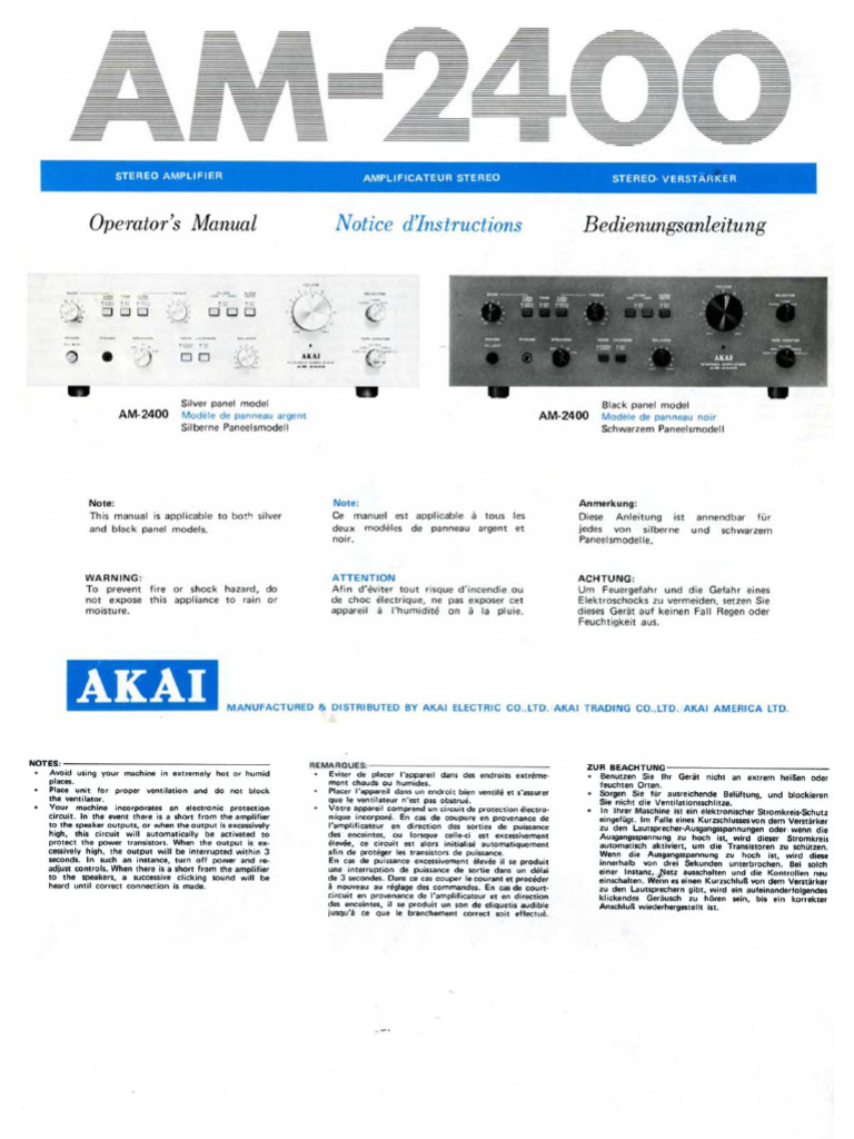 Akai AM 2400 Owners Manual | PDF