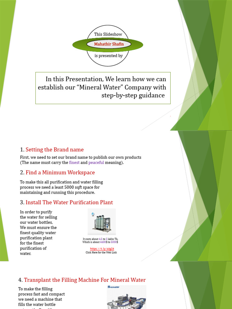 Starting A Mineral Water Business Step by Step | PDF | Water | Water ...