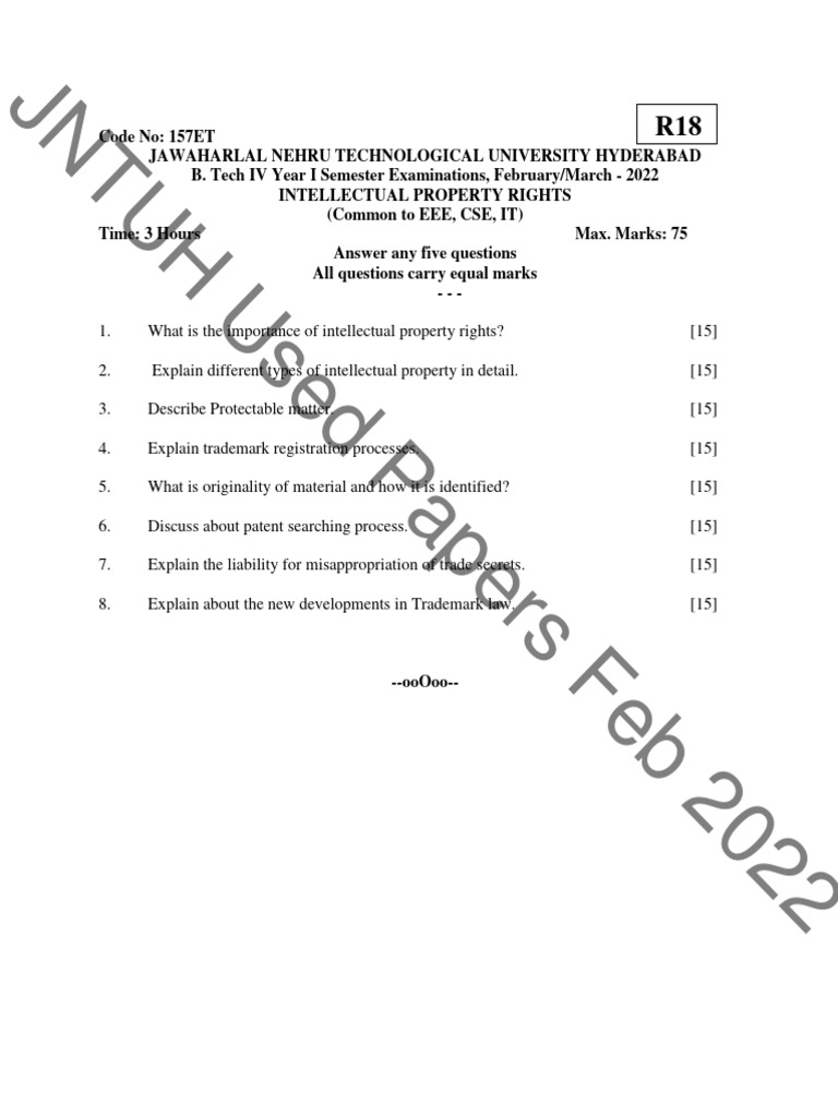 JNTUH Used Papers Feb 2022 | PDF
