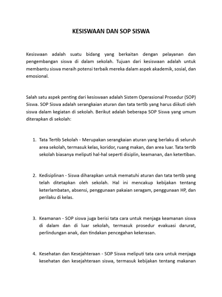 Kesiswaan Dan Sop Siswa | PDF | Karier & Perkembangan | Pengembangan Diri