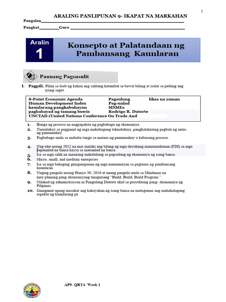 AP 9 Quarter 4 Module 1 | PDF