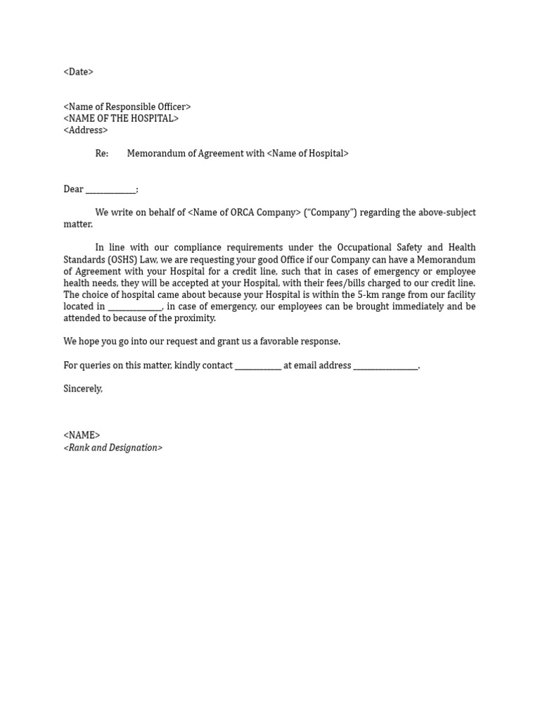 Letter of Intent - MOA Hospital | PDF