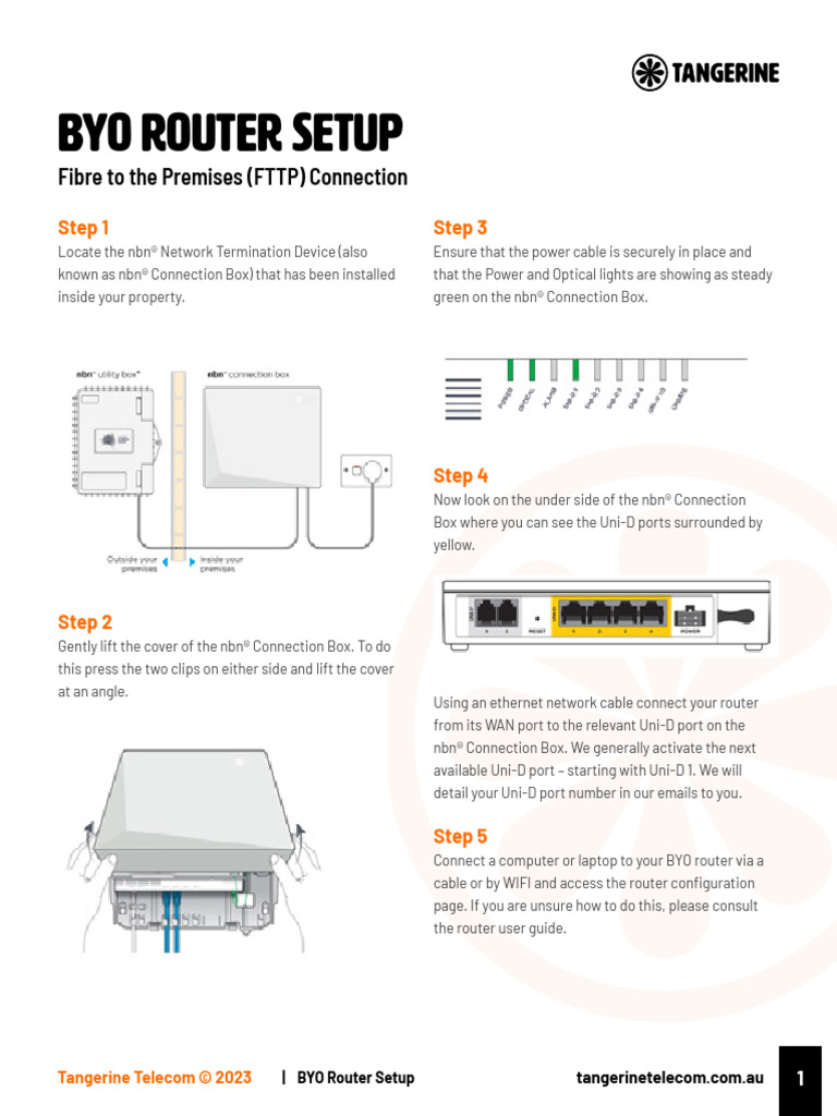 Tangerine FTTP Router Setup Guide | PDF | Fiber To The X | Router (Computing)