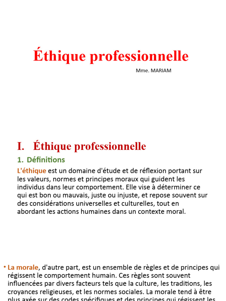 Éthique Professionnelle | PDF | Allaitement | Moralité