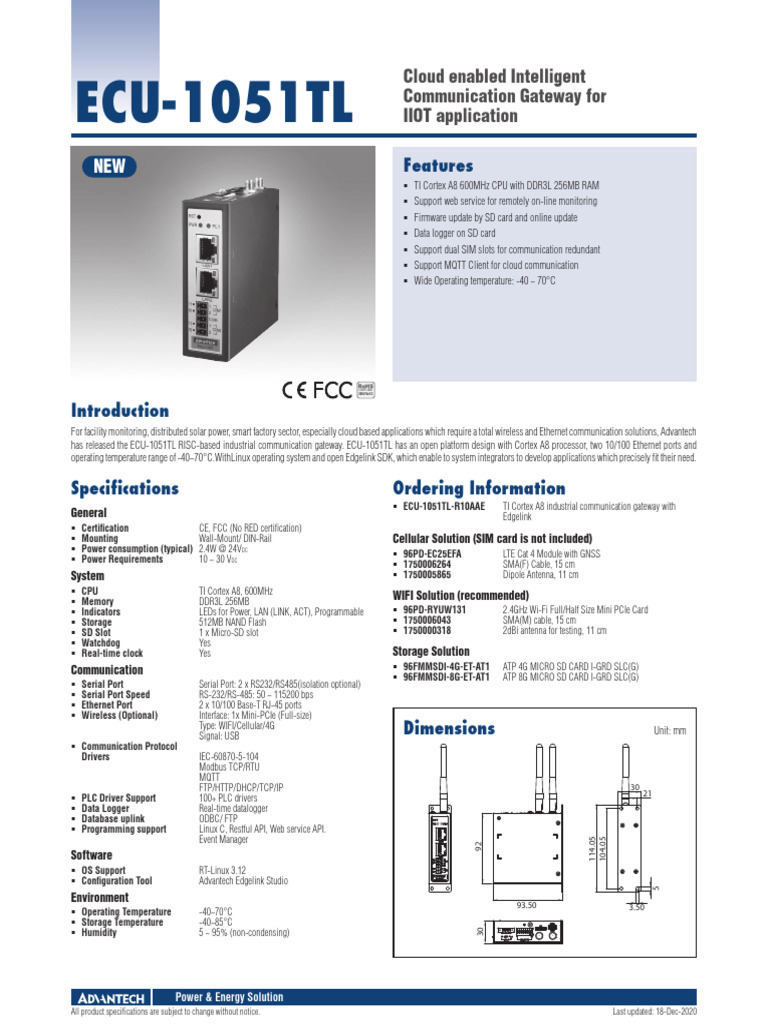 ECU-1051TL DS (121820) Compressed20201224112659 | PDF | Wi Fi ...