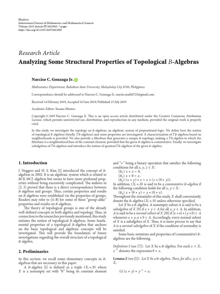 Analyzing Some Structural Properties of Topologica | PDF | Continuous Function | Functions And ...