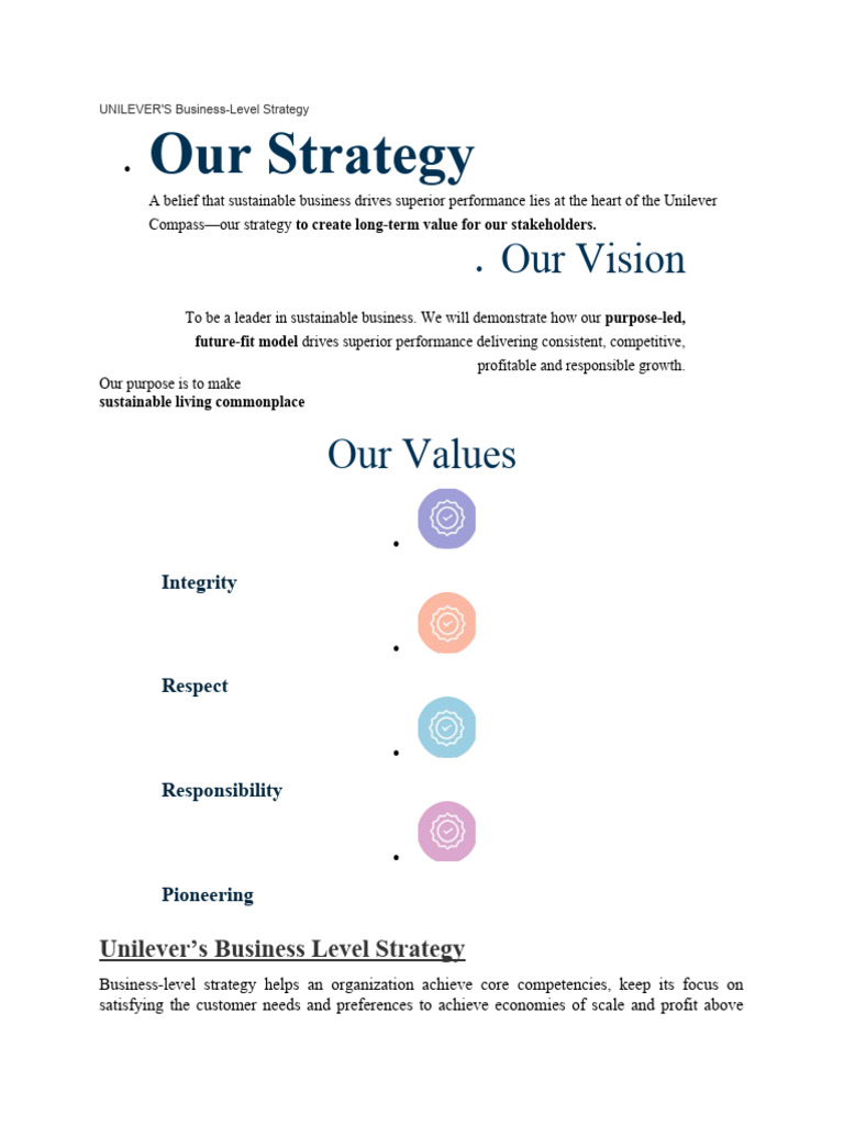 Unilever's Sustainable Business Strategy | PDF | Strategic Management ...