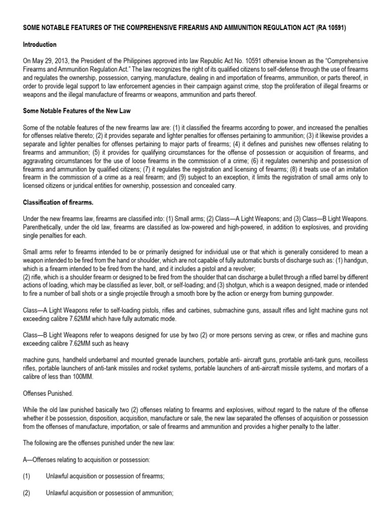 Comprehensive Firearms and Ammunition Regulation Act | PDF | Search And ...