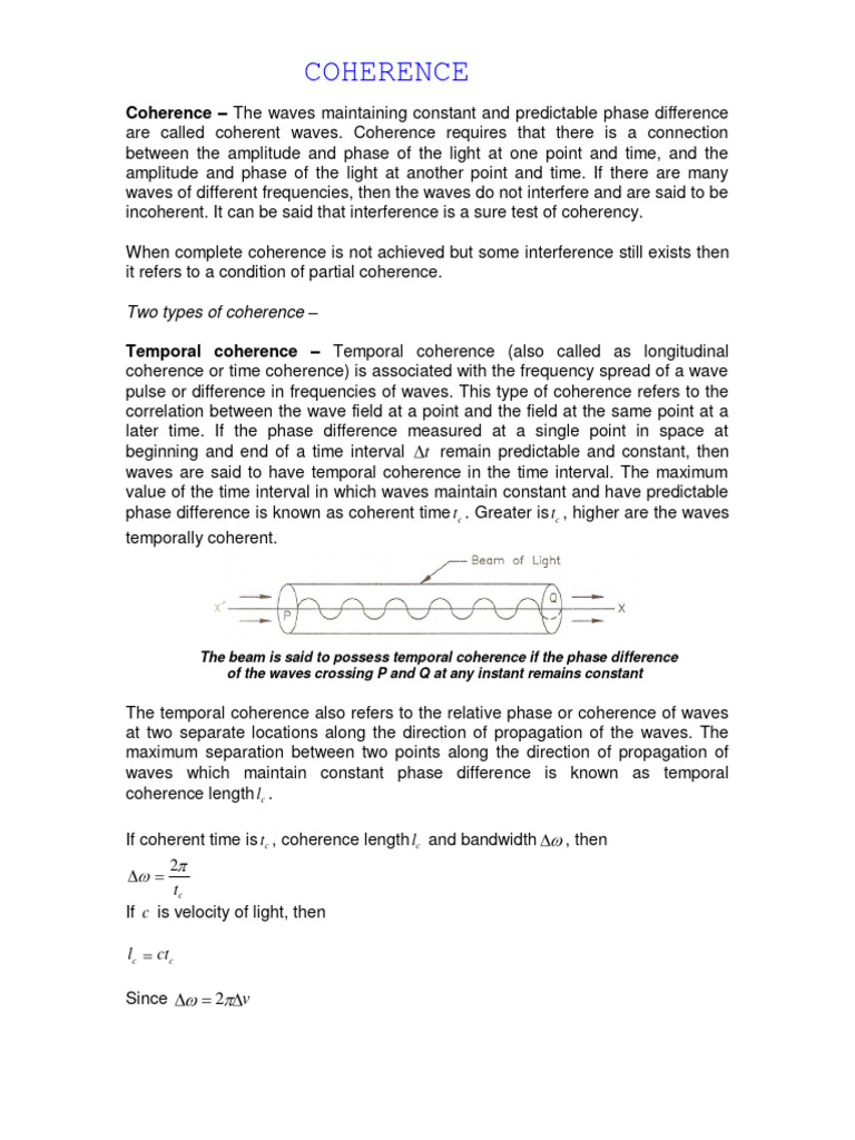 Coherence | PDF | Coherence (Physics) | Waves