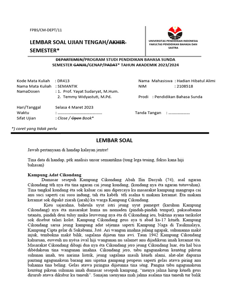 UTS SEMANTIK - Hadian Hibatul Alimi | PDF