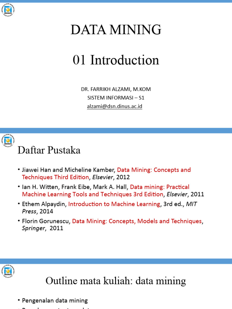 Alzami - Data Mining SI - 01 Pengenalan Data Mining | PDF