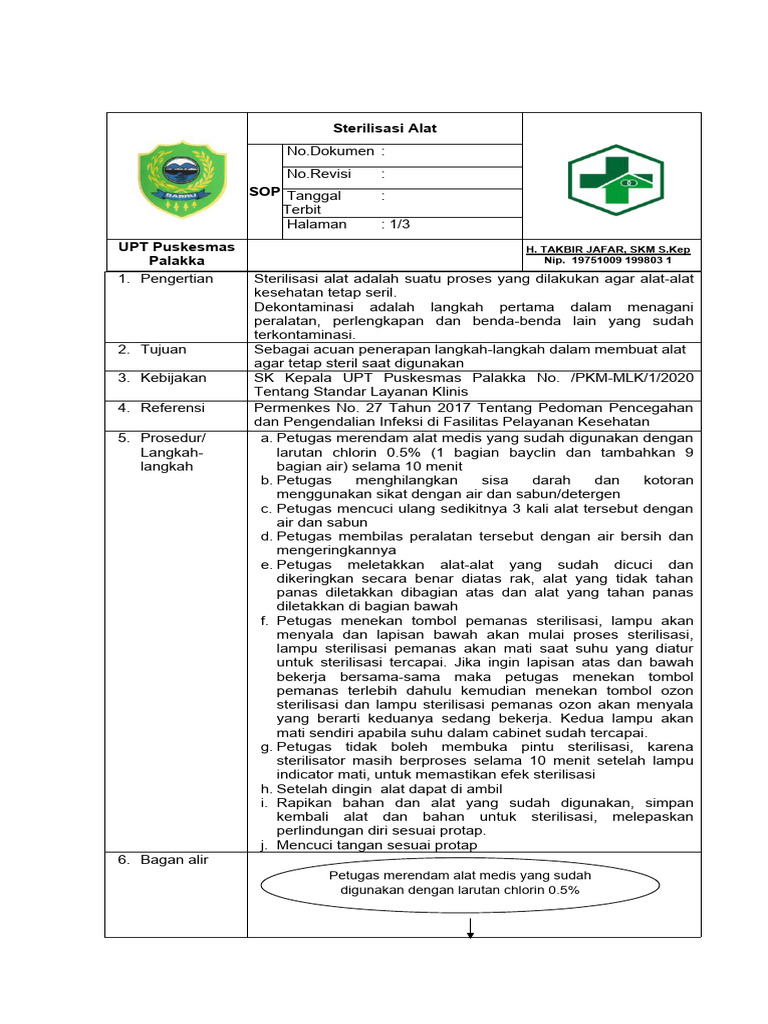 SOP STERILISASI PLK | PDF