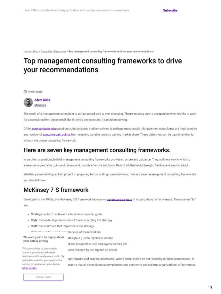 Top Management Consulting Frameworks To Drive Your Recommendations | PDF