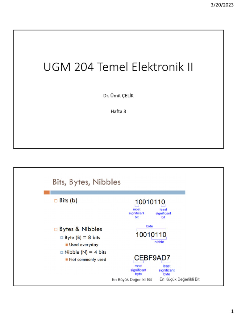 Hafta 3 Elektronik II Binary Sayilar v2 | PDF