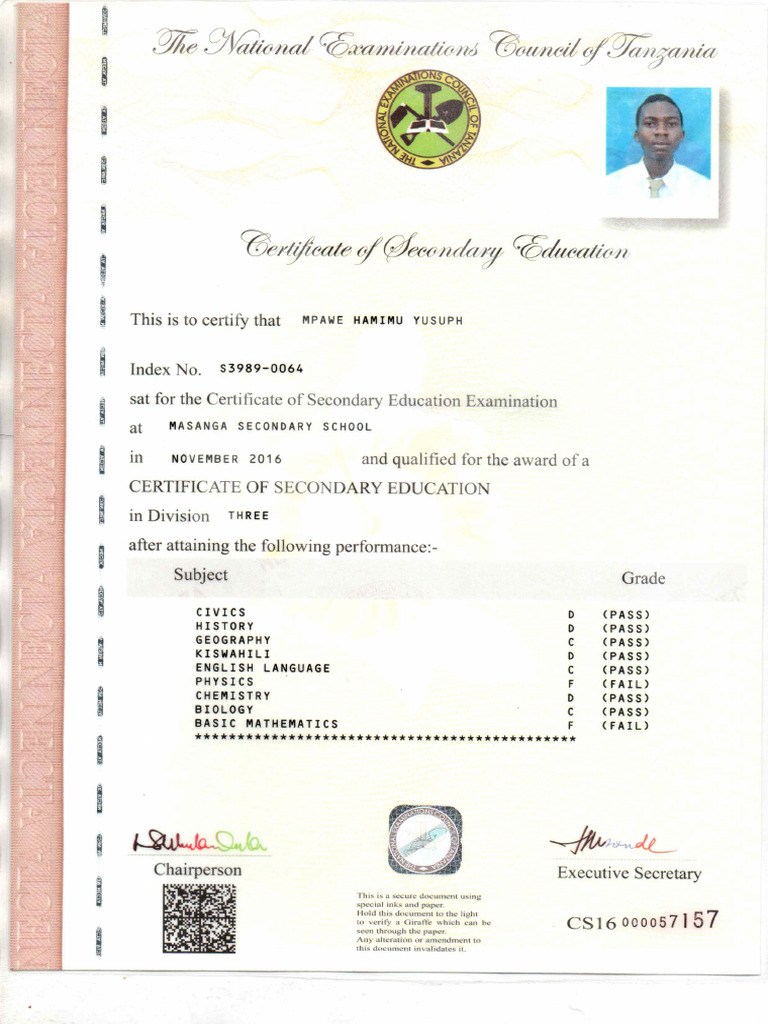 Mpawe O Level Cert | PDF