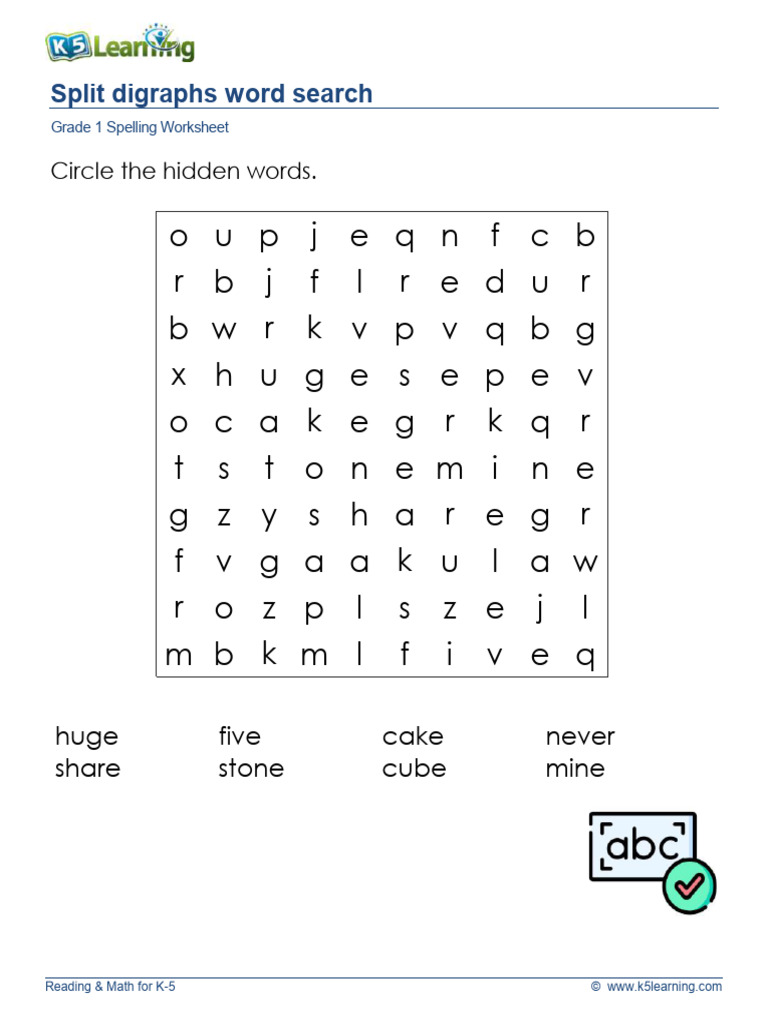 Grade 1 Spelling Word Search v6f | PDF