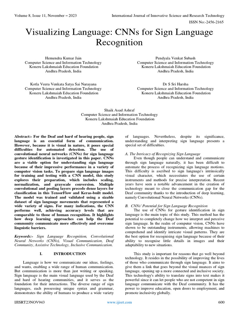 Visualizing Language Cnns For Sign Language Recognition Pdf Cognition Cybernetics