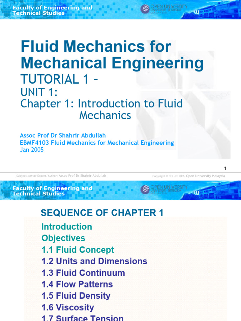 Fluid Mechanics For Mechanical Engineering: Tutorial 1 | Download Free ...
