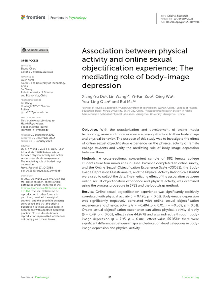 Association Between Physical Activity and Online S | PDF | Body Image ...