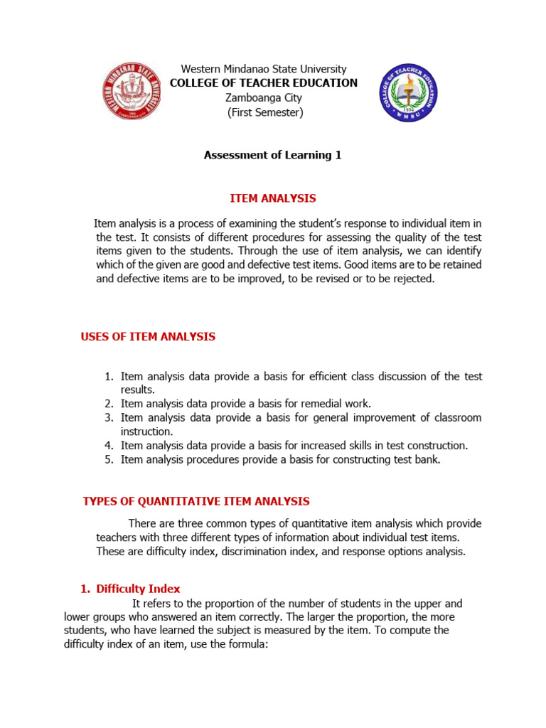 Item Analysis Lecture FSC 2023 | PDF | Multiple Choice | Cognition