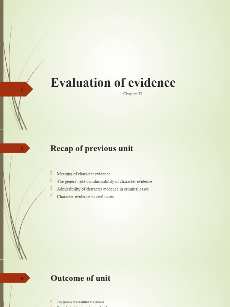 Evaluation of Evidence | PDF | Witness | Evidence