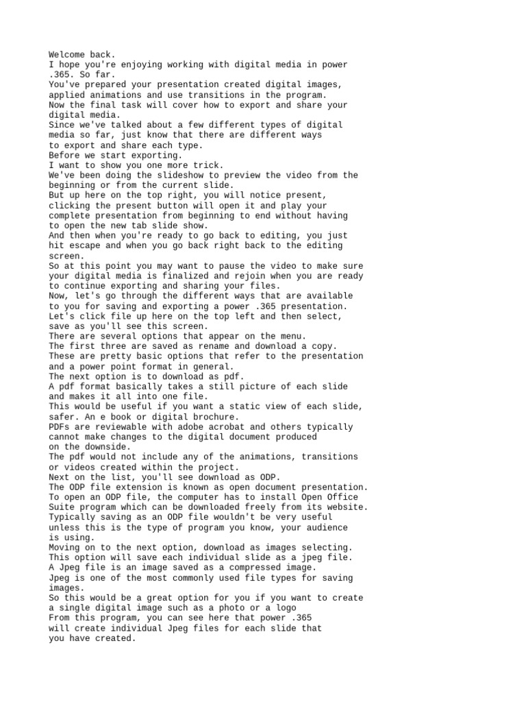 Export and Share Your Digital Media - Transcript | PDF | Computing | Software