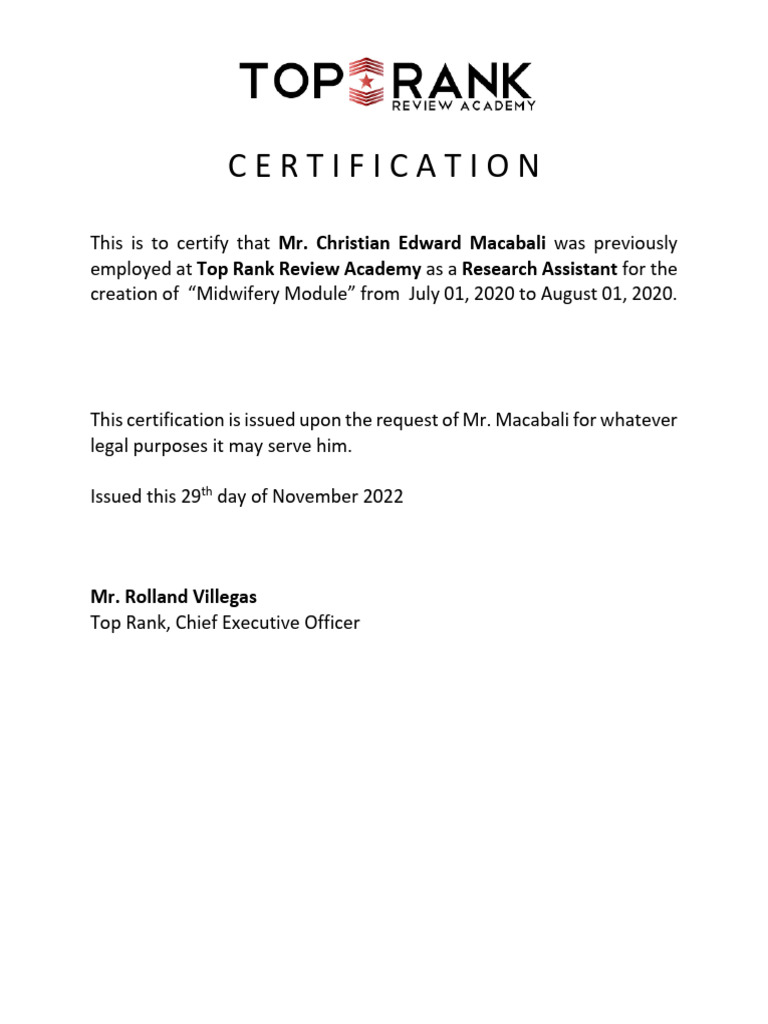 Toprank RSA Certificate | PDF