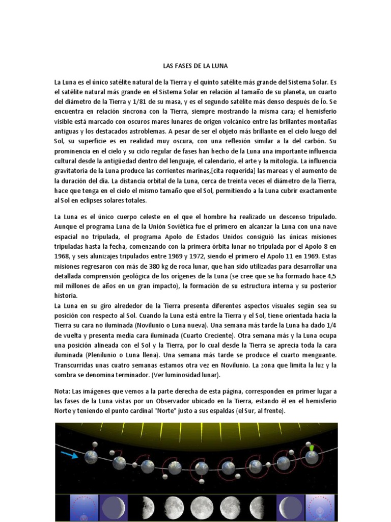 Las Fases de La Luna | PDF | Luna | Sistema solar