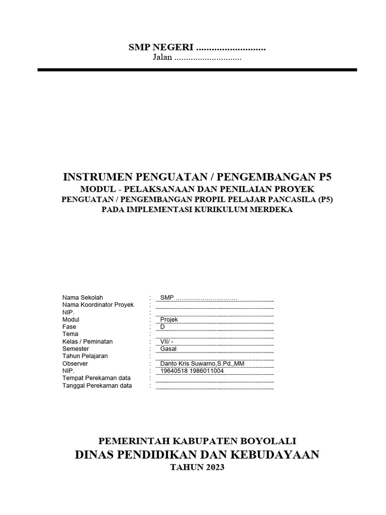 Instrumen - P5 - OK | PDF