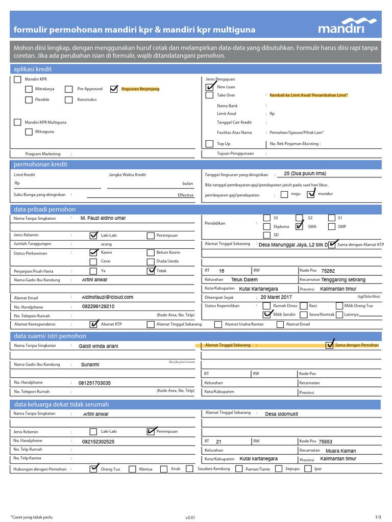 Form Aplikasi KPR NRO Jun v5.1 | PDF