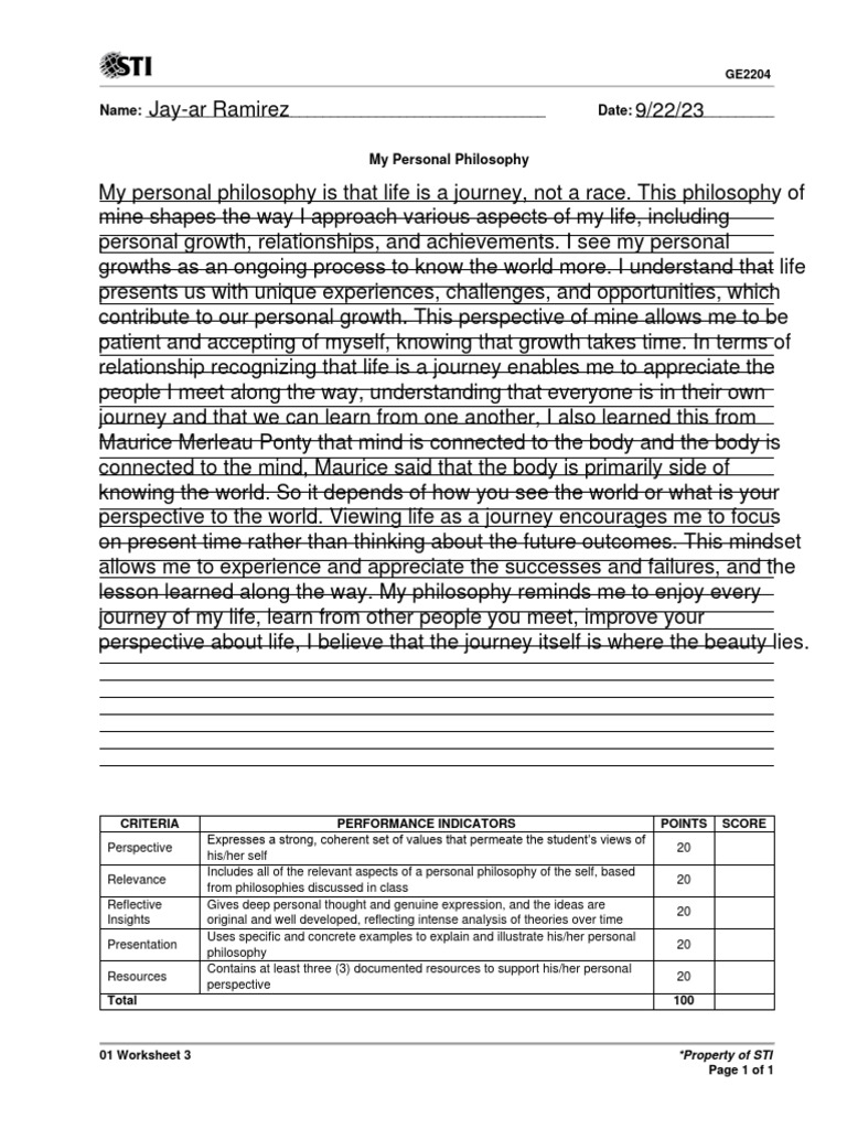 01 Worksheet 3 | PDF | Personal Development | Thought