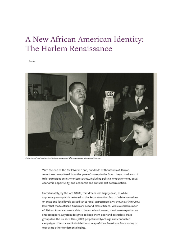 A New African American Identity - The Harlem Renaissance - National ...