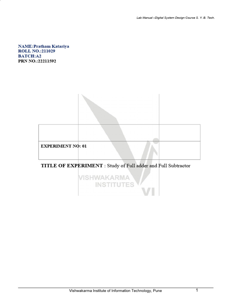 A - 29 - Pratham - Katariya DSD Exp-1 | PDF | Digital Electronics ... A - 29 - Pratham - Katariya DSD Exp-1 | PDF | Digital Electronics ...