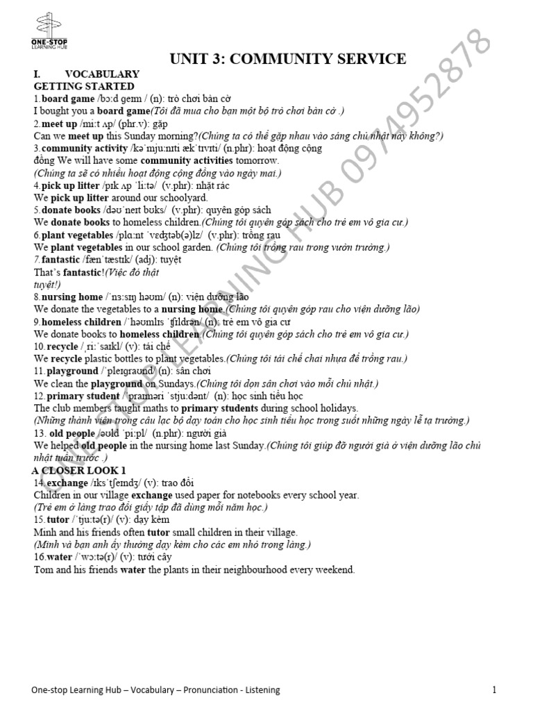 Grade 7 Vocab HK1 Unit 3 | PDF