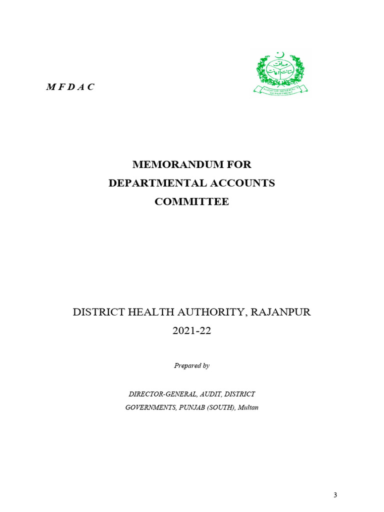 Mfdac Report On The Account of Dha Rajanpur | PDF | Taxes | Tax Deduction