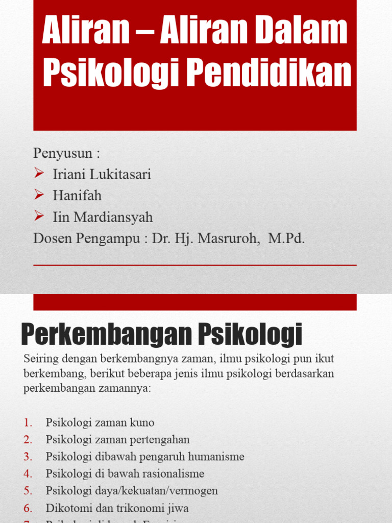 Aliran Dalam Psikologi Pendidikan | PDF | Filsafat | Sains & Matematika