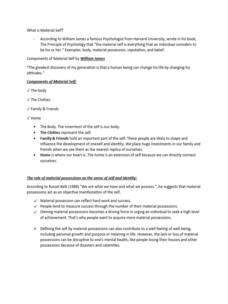 What Is Material Self | PDF | Self Concept | Self