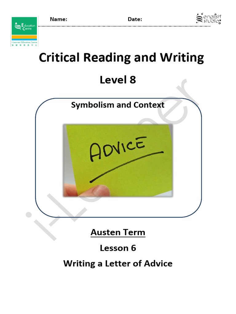 CRW - L8 - Lesson - 6 - Writing A Letter of Advice | PDF | Essays | Writing