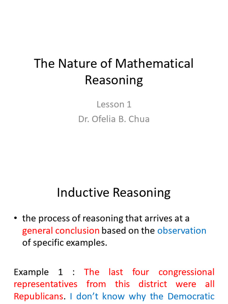 Understanding Mathematical Reasoning | PDF | Inductive Reasoning | Reason