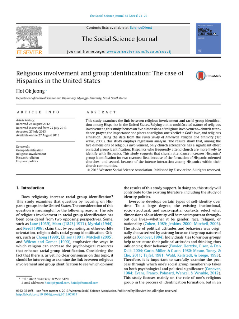 Religious Involvement and Group Identification: The Case of Hispanics ...