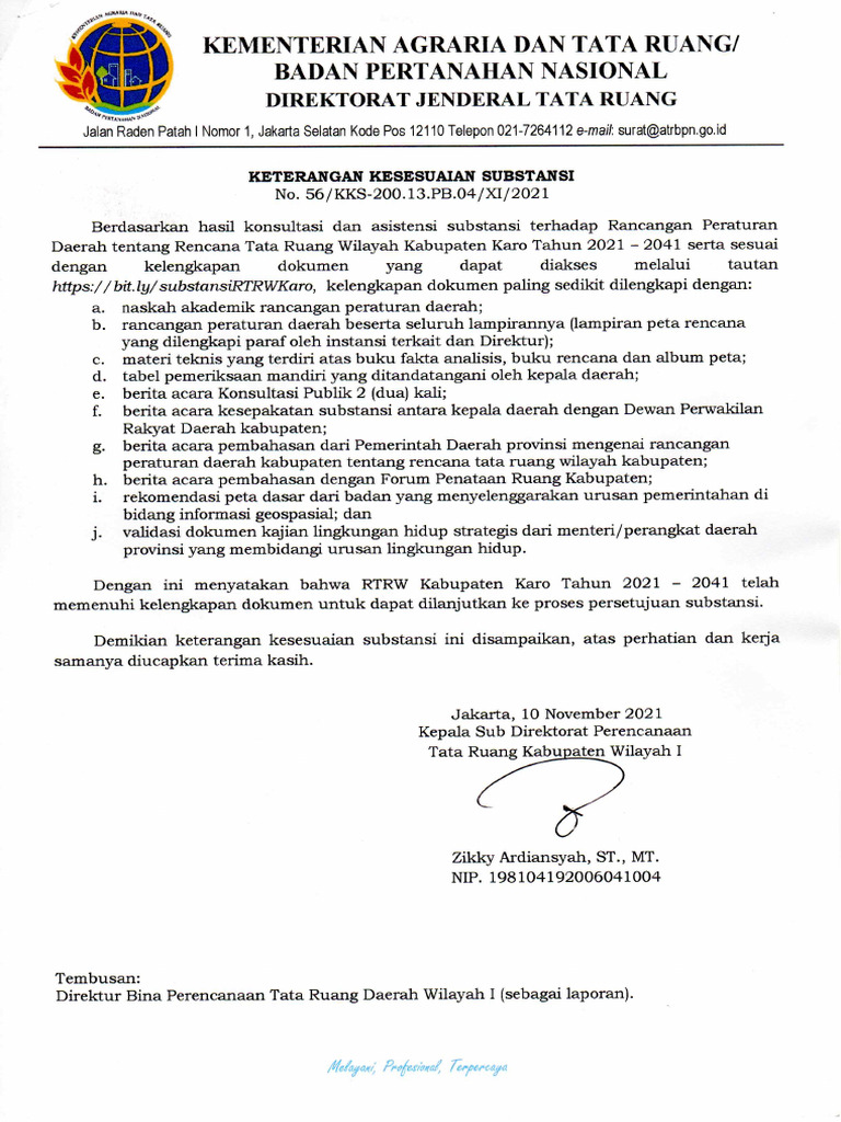 KETERANGAN KESESUAIAN SUBSTANSI KAB KARO 2021 - Lampiran | PDF