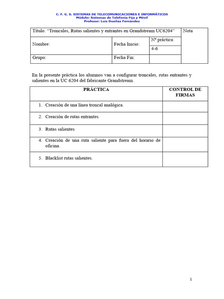 PRACTICA 4.6 Troncales, Rutas Entrantes y Salientes | PDF