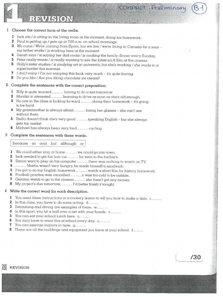 B1 Revision Gram & Vocab | PDF